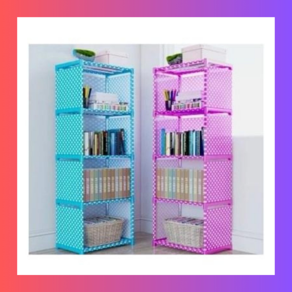 Multipurpose Rack 5 Tier High Quality PP Bookshelf Racks Easy Assemble with Back Covers Random ...