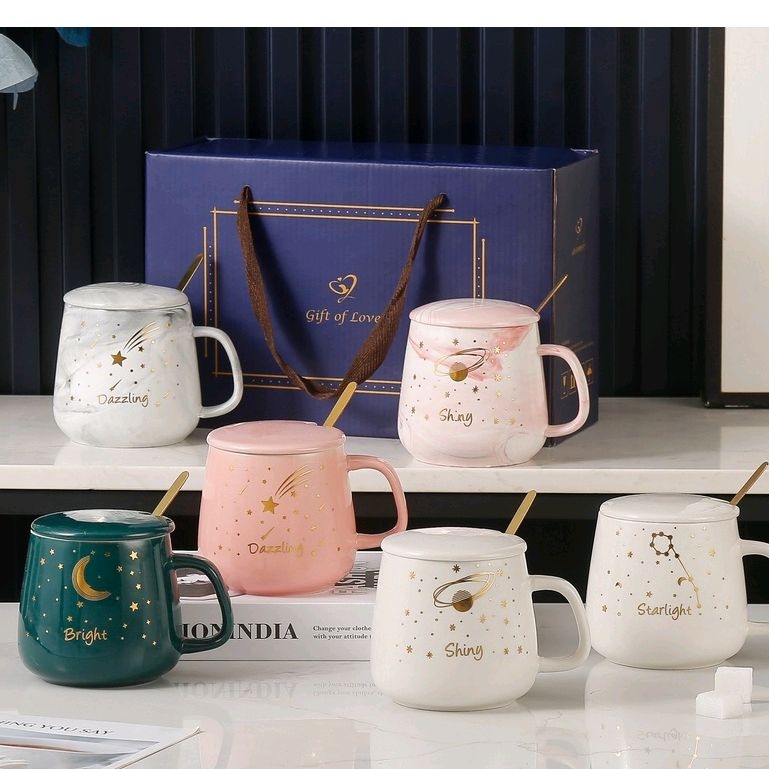 【EONMIR】Creative Ceramic Mug Couple Cup Coffee Cup Set Gift Double Cup ...
