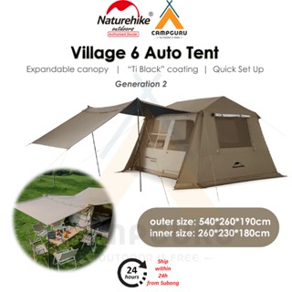 Naturehike Village 6 Generation 2 Upgraded A-Frame Ridge Tent Double Layer Automatic Tents Cabin ...