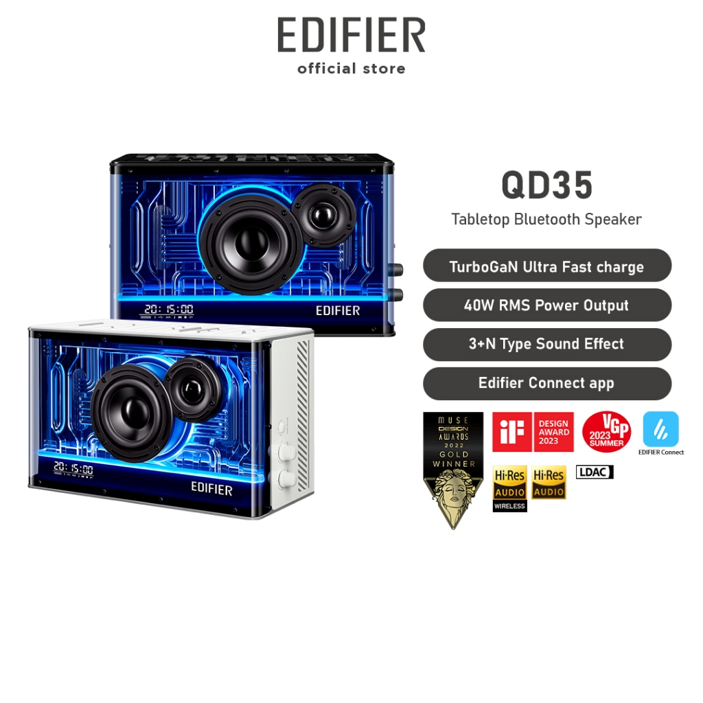 Edifier QD35 Tabletop Speaker - Bluetooth V5.3 | Hi-Res Audio | GAN ...