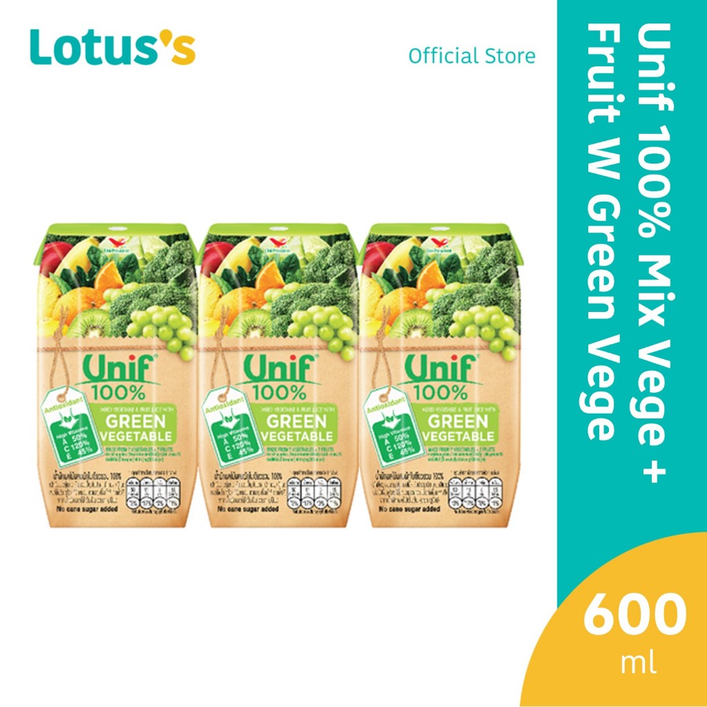 Unif 100% Mix Vege + Fruit W Green Vege 200Mlx3 | Shopee Malaysia