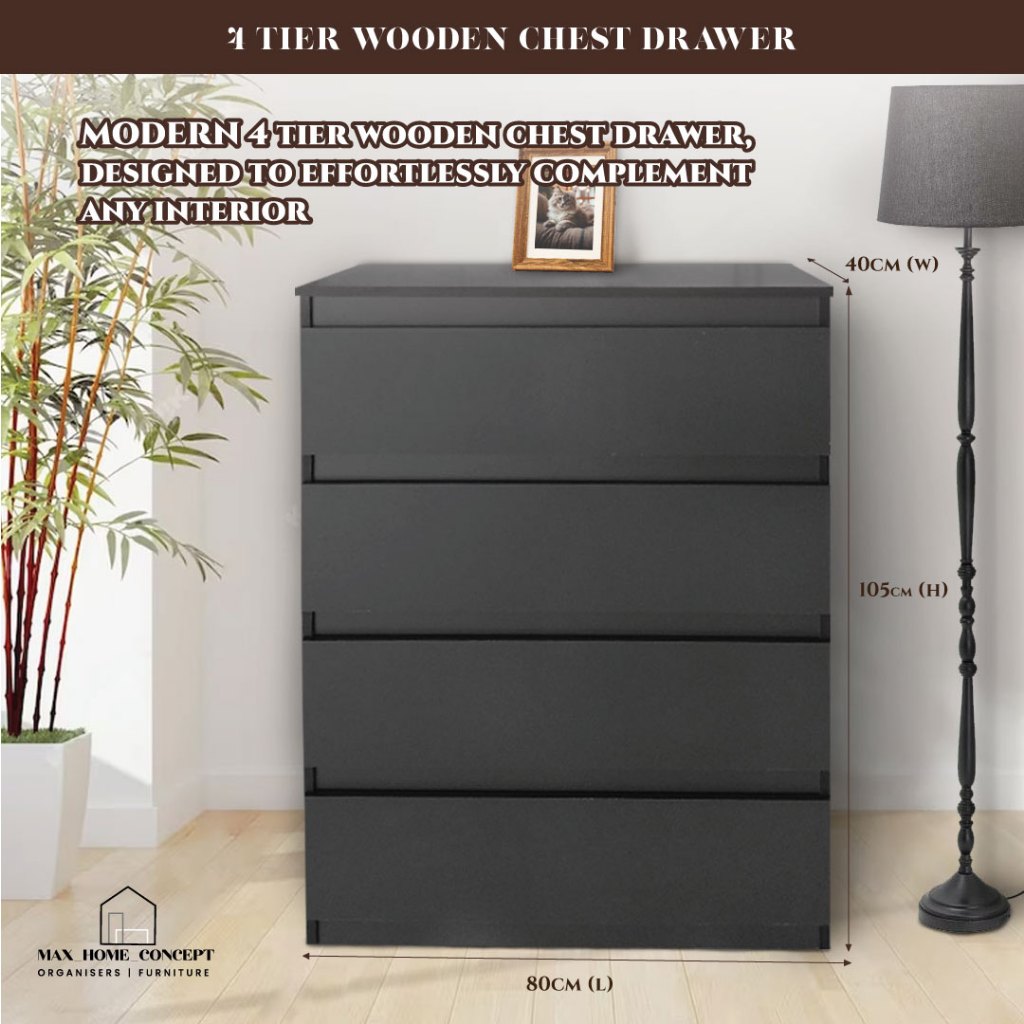 15MM THICKNESS | 4 TIER WHITE CHEST DRAWER | DRAWER CABINET | STYLE ...