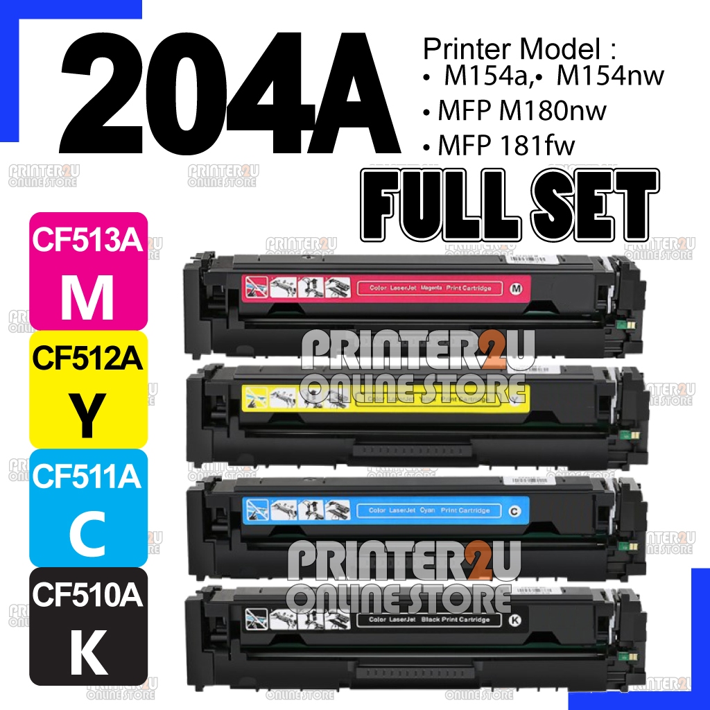 SET Compatible Toner HP CF510A CF511A CF512A CF513A 204A CF510X Color ...