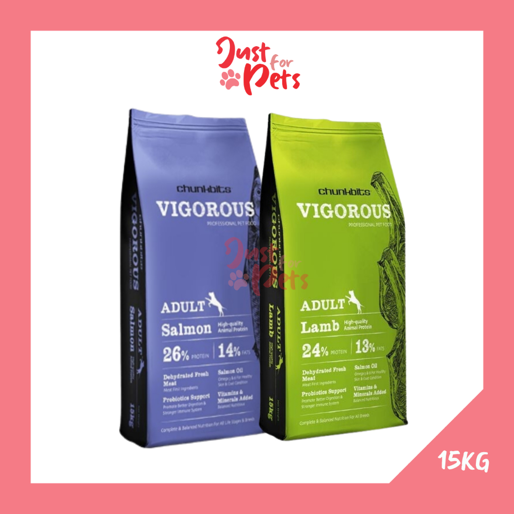 CHUNK BITS Vigorous 15KG Adult Dry Dog Food (Salmon/ Lamb) | Shopee ...