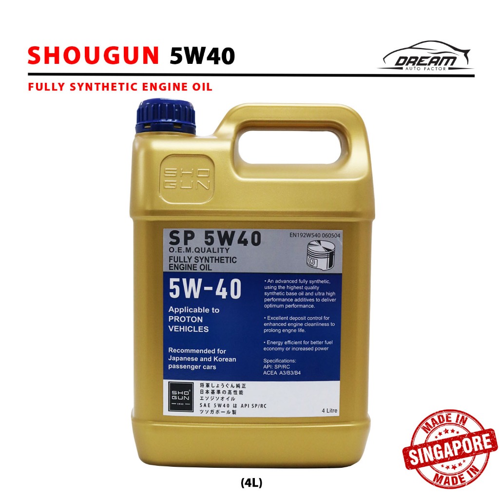 Shogun 5W40 Fully Synthetic Engine Oil 4 liters 4L (Made In Singapore ...