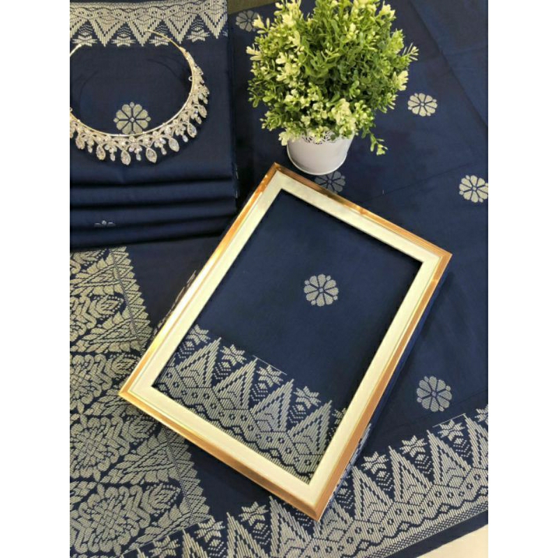 Songket tenun bunga tabur exclusive cotton benang tenun emas Dan silver ...