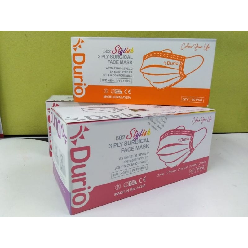 DURIO 502 STYLISH 3PLY SURGICAL FACE MASK (50pcs/box) | Shopee Malaysia