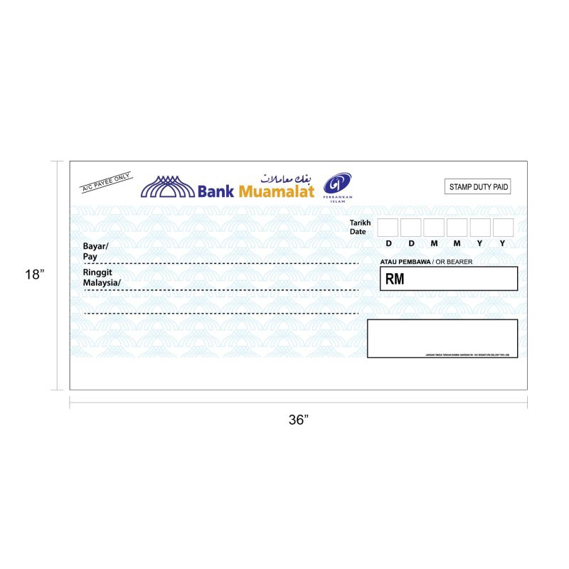 Mockup Cheque Cek Foam Board/Polycarbonate 18inch X 36inch 【EventBoard ...