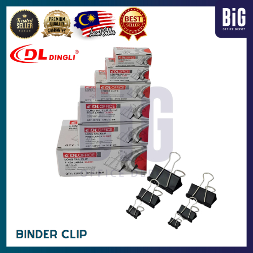 【READY STOCK | 12PCS/BOX】DINGLI BINDER CLIP | DOUBLE BLACK CLIP | CLIP ...