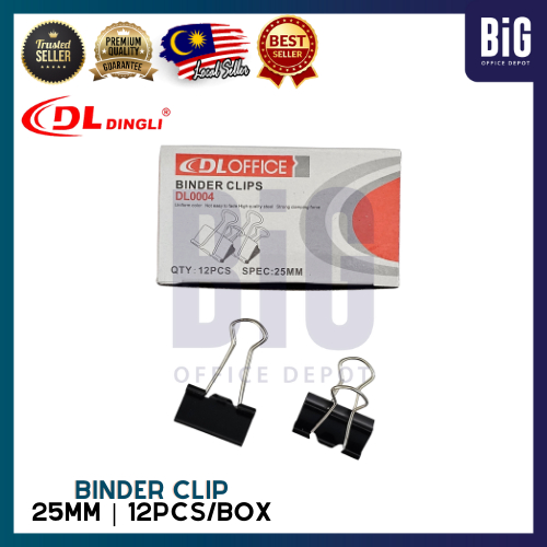 【READY STOCK | 12PCS/BOX】DINGLI BINDER CLIP | DOUBLE BLACK CLIP | CLIP ...