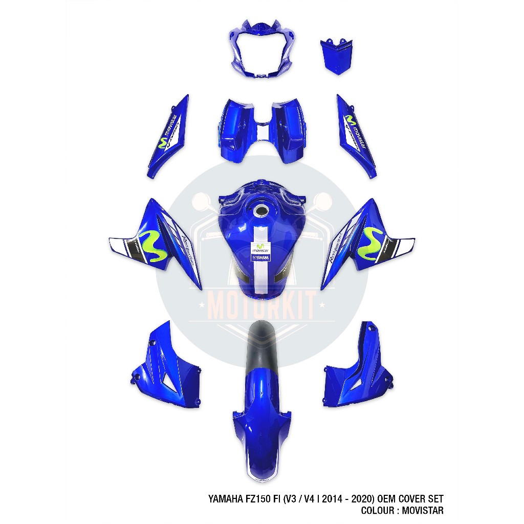 YAMAHA FZ150I FZ150 V3 OEM MOVISTAR BODY COVER SET STRIPE STICKER SIAP ...