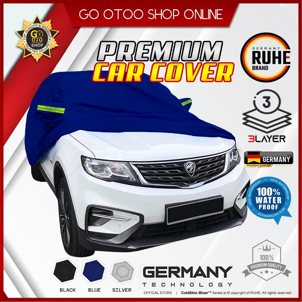 RUHE Blue Car Cover Outdoor Protection Waterproof UV Selimut Penutup ...