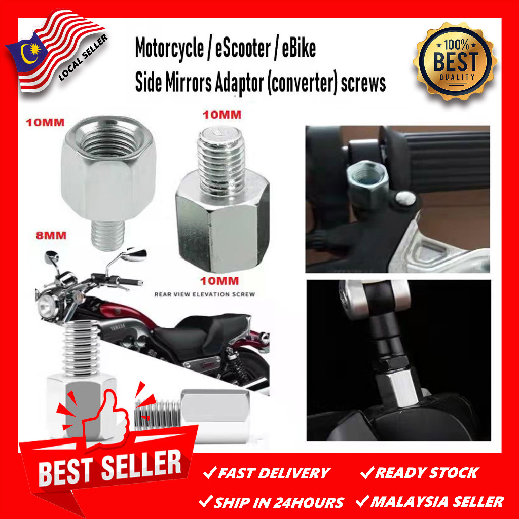 SIDE MIRROR MOTORCYCLE SIDE MIRROR ADAPTER BOLT SCREW HONDA YAMAHA Y110 ...
