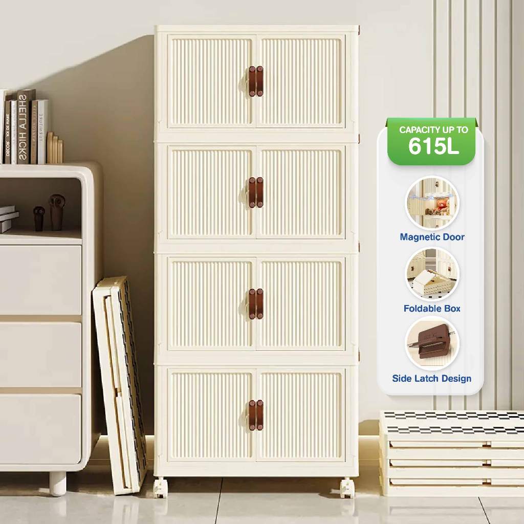 INHO 1/2/3/4/5 Layers 2 Doors Checkers Storage Cabinet Unique Foldable ...