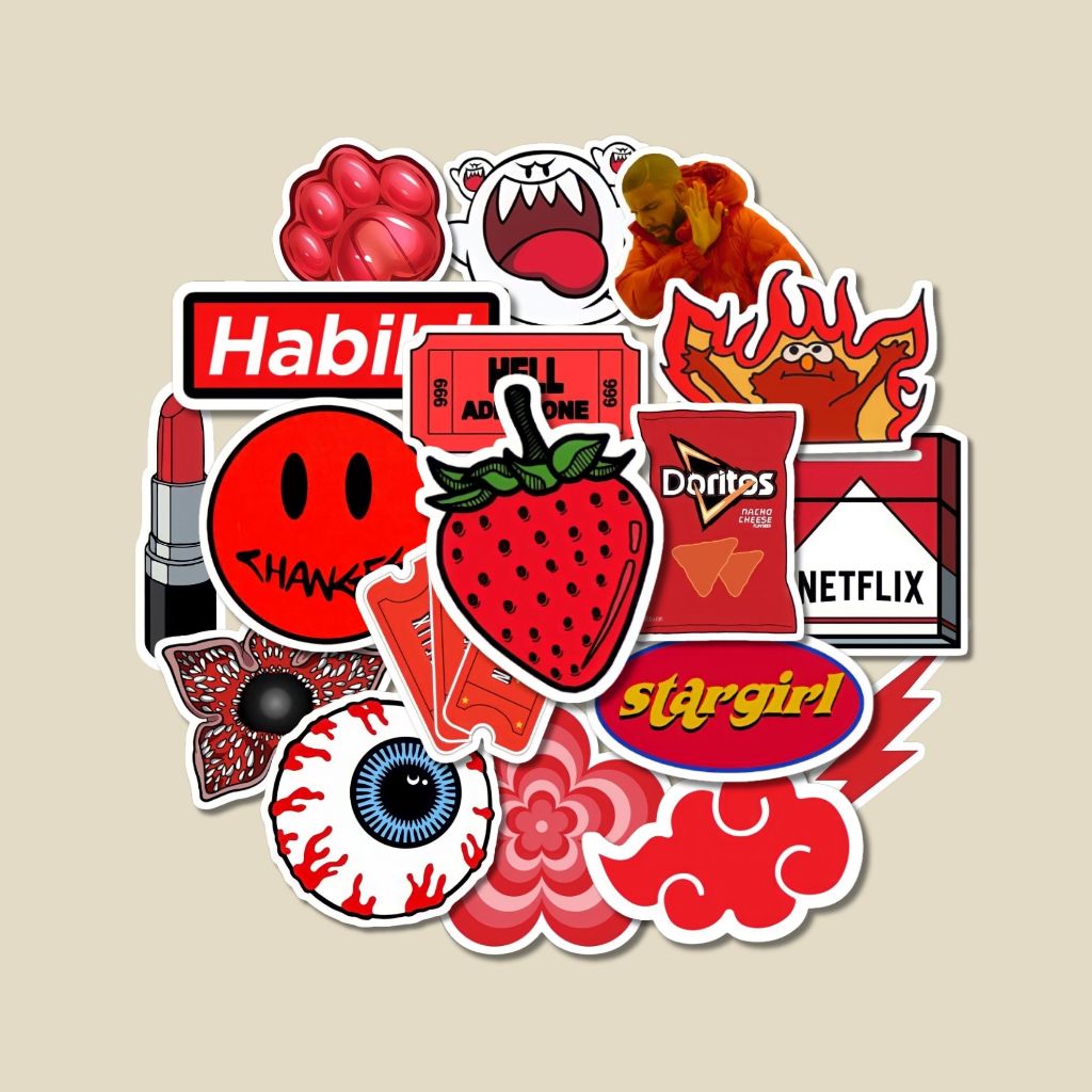 🔥READY STOCK🔥 Red Random Series Waterproof Glossy Sticker 🔥 Diary ...