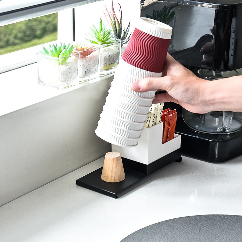 Disposable paper cup storage rack divided bar countertop cup taker ...