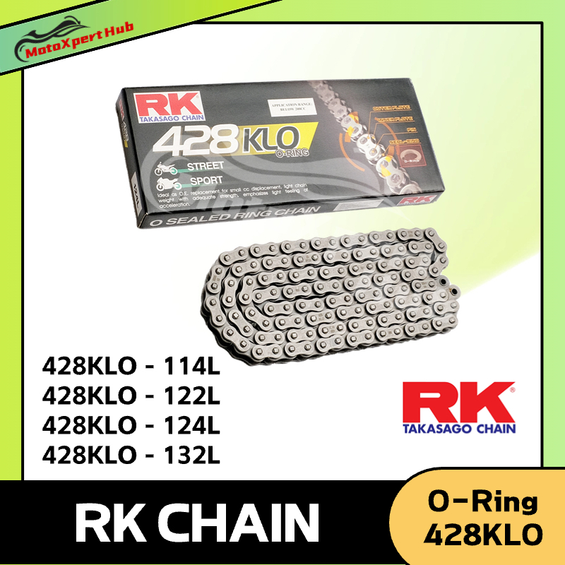 RK O-Ring 428KLO Motorcycle Chain(100% Original) 114L/122L/124L/132L ...