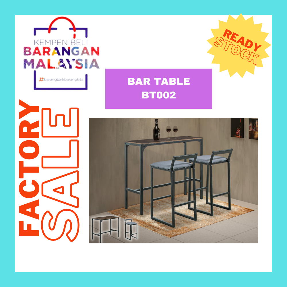 2M-BT002 Modern Wooden Bar Table With Steel Frame & 2M-CT001 (2 Units ...