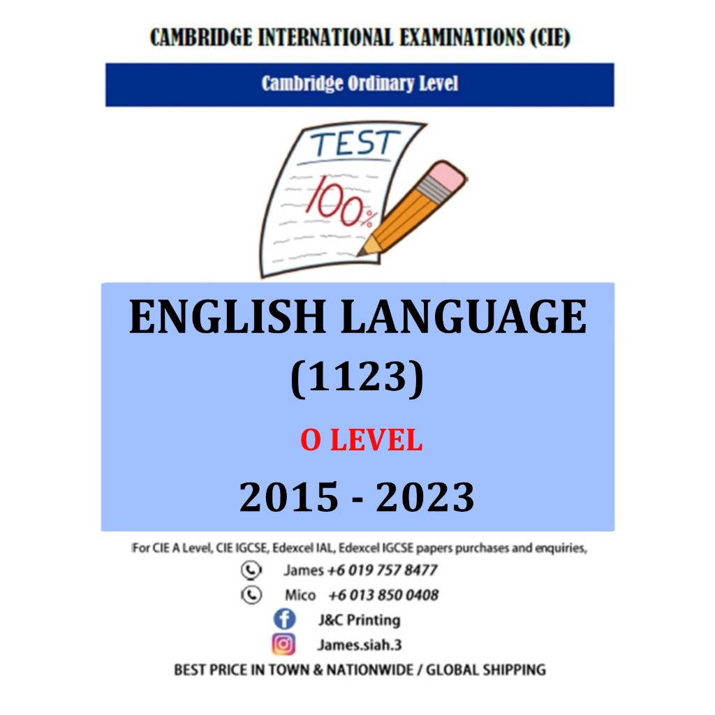 Cambridge O Level ENGLISH (1123) 2015-June/Nov 2023 (Paper 1,2 ...