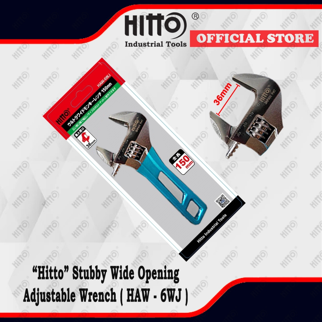 [ HITTO ] 150MM Stubby Wide Opening Adjustable Wrench / Spana Hardened ...
