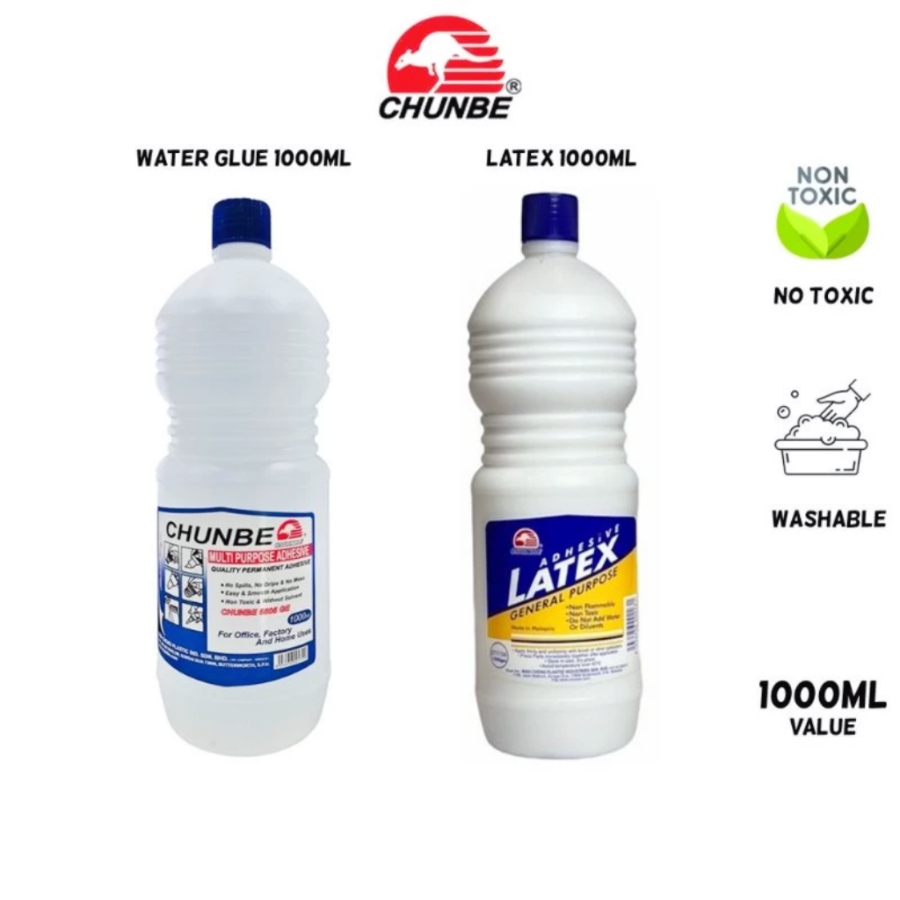 CHUNBE Multipurpose Adhesive Latex Glue / Water Glue 1000ml | Shopee ...