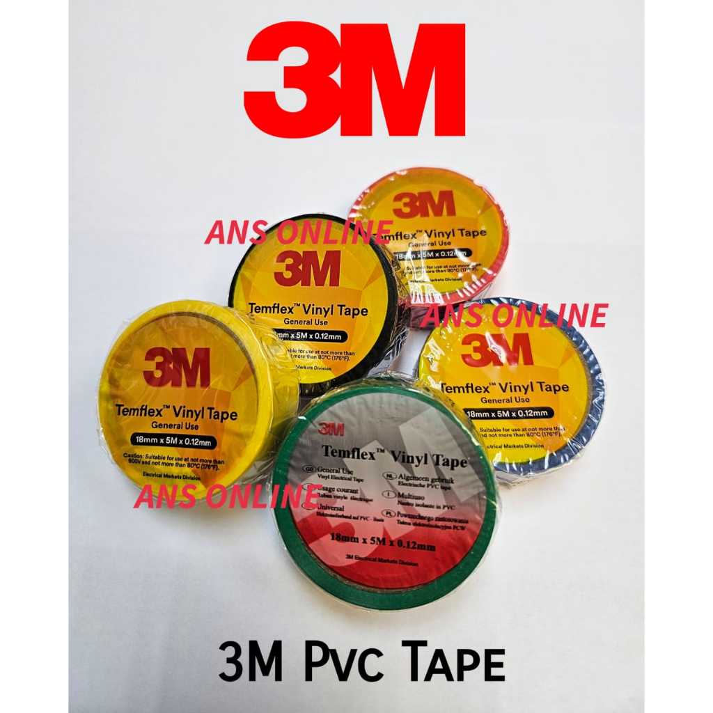 1piece 3M Temflex Vinyl Tape / Pvc Tape black 黑胶布 颜色胶布 Pita Pelekat ...