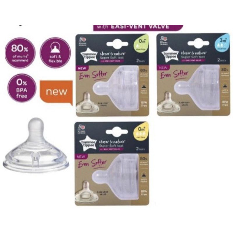 TOMMEE TIPPEE SUPER SOFT TEAT (3M+ MED FLOW / 0M+ VARI FLOW / 0M+ SLOW ...