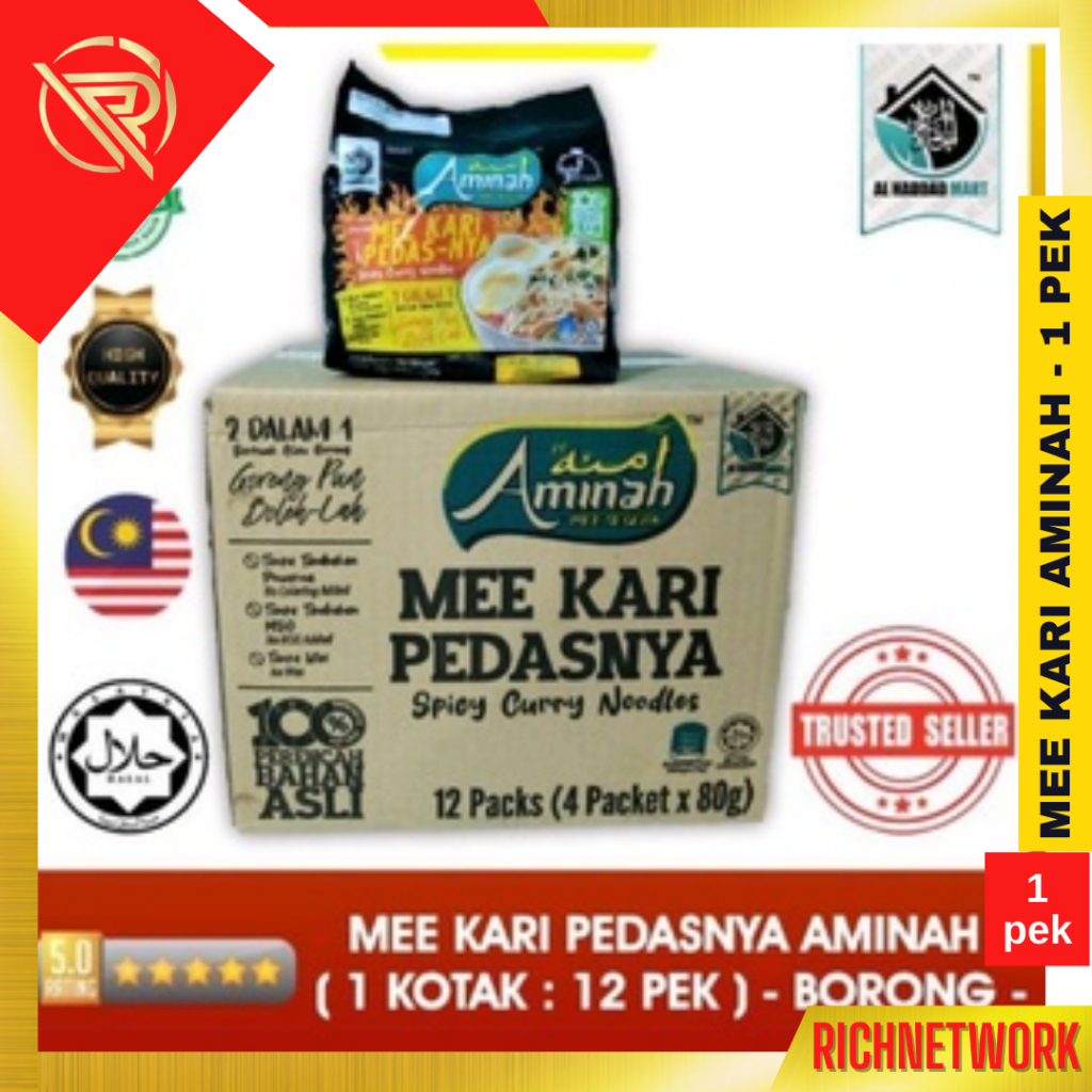 AL HADDAD Mee Kari Aminah 1 Bungkus (4 pek) 90g x 4 Tanpa MSG, Tanpa ...