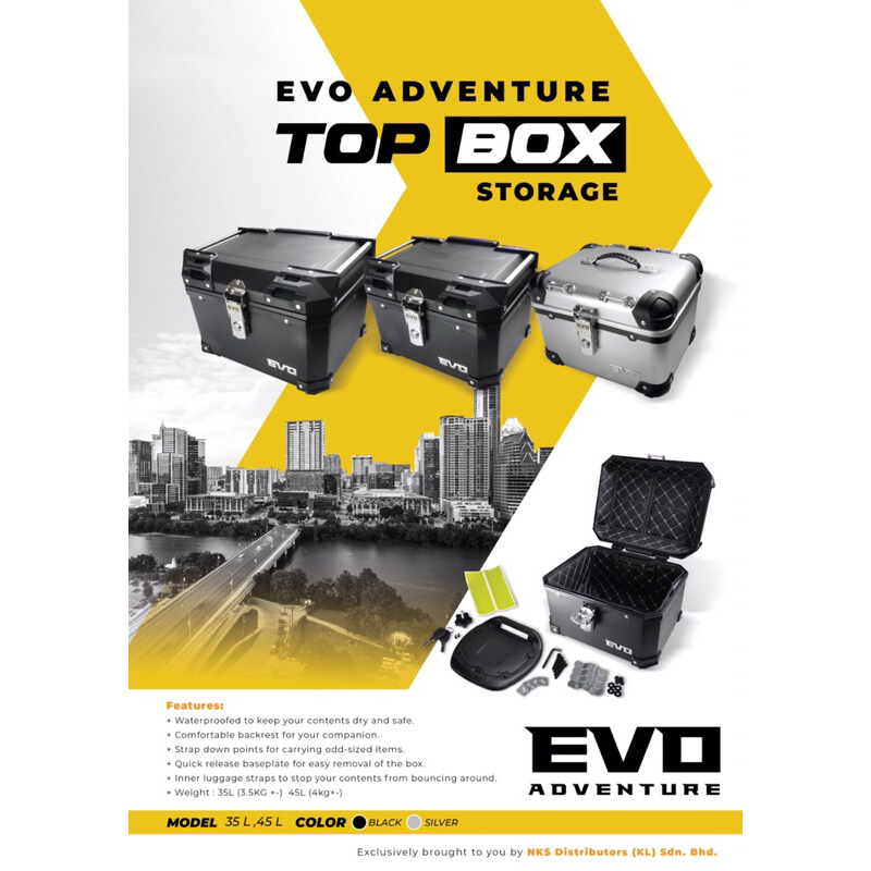 Evo ADVENTURE 💯 ORIGINAL TOP BOX STROGE 35L 37L 45L 47L 55L FOR ADV150 ...