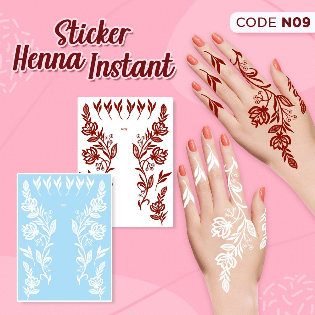 Sticker Instant Henna Minimalist Design Stiker Inai Putih / Maroon ...