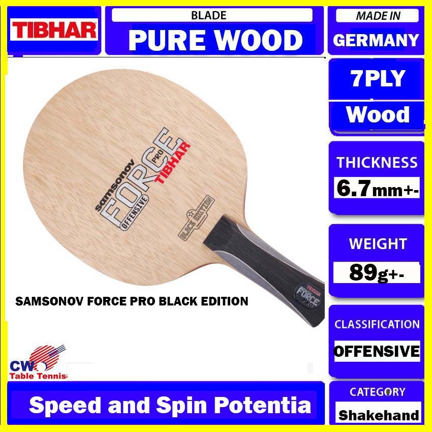 Tibhar Samsonov Force Pro Black Edition PURE WOOD TABLE TENNIS BLADE ...