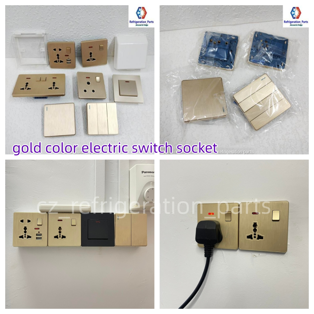 CZ Emas suis soket 10a 13a 15a 20a aircond suis heater soket palam lampu kipas 金色插座开关 gold ...