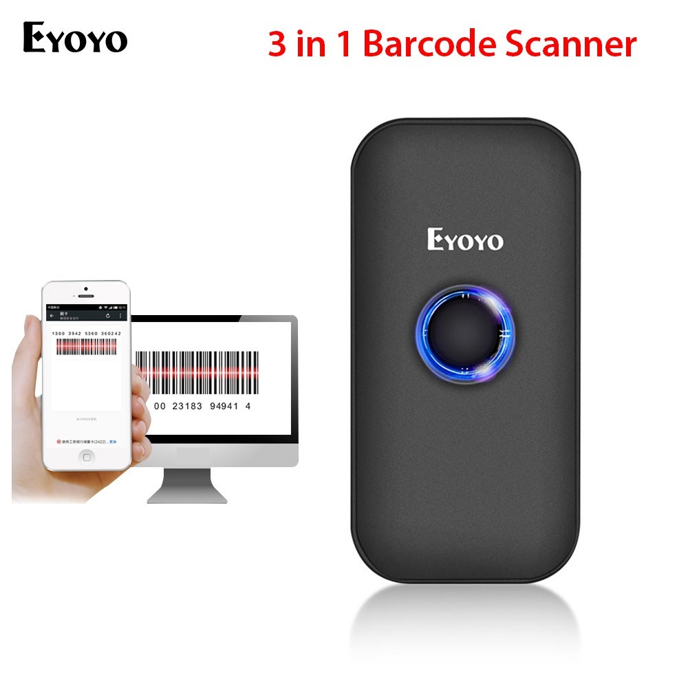 Eyoyo Mini CCD 1D Bluetooth Barcode Scanner 3-in-1 Bluetooth & USB ...