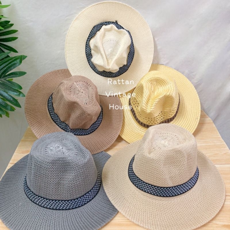 (Rattanvintage) 🔥 Cowboy Hat | Outdoor Beach Hat | Topi Mengkuang ...