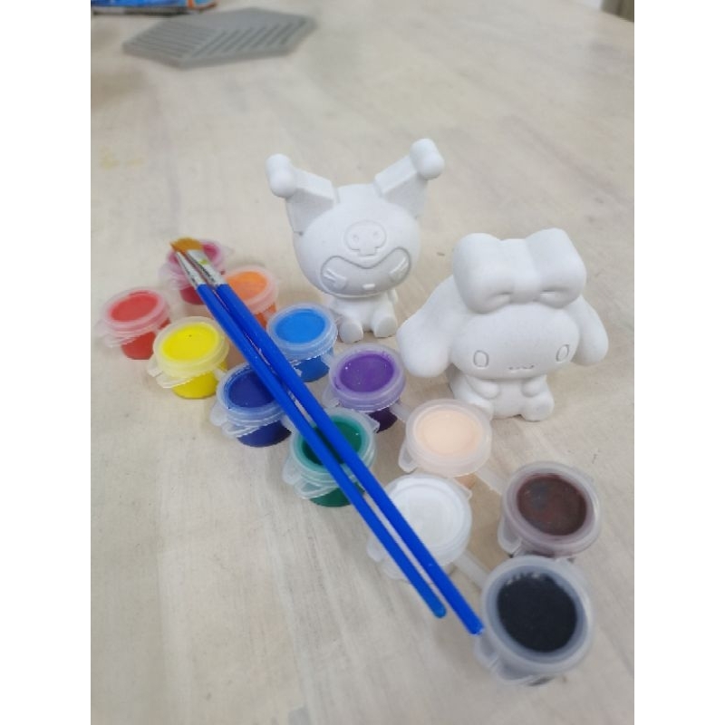 Colourful DIY Plaster Doll Colouring Set (2 Doll & 12 Colours & 2 brush ...