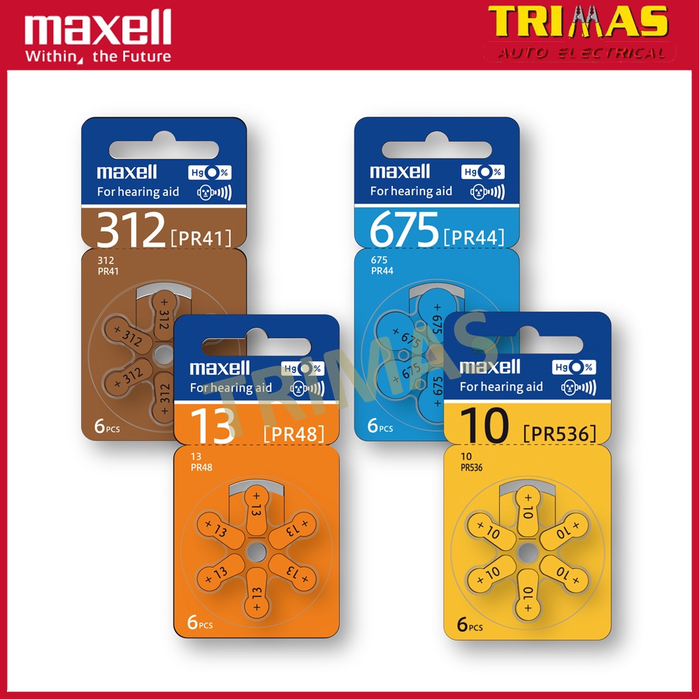 Made Germany Original Maxell Hearing Aid Battery Bateri Alat Pendengaran 助听器电池 PR41 PR44 PR48 ...