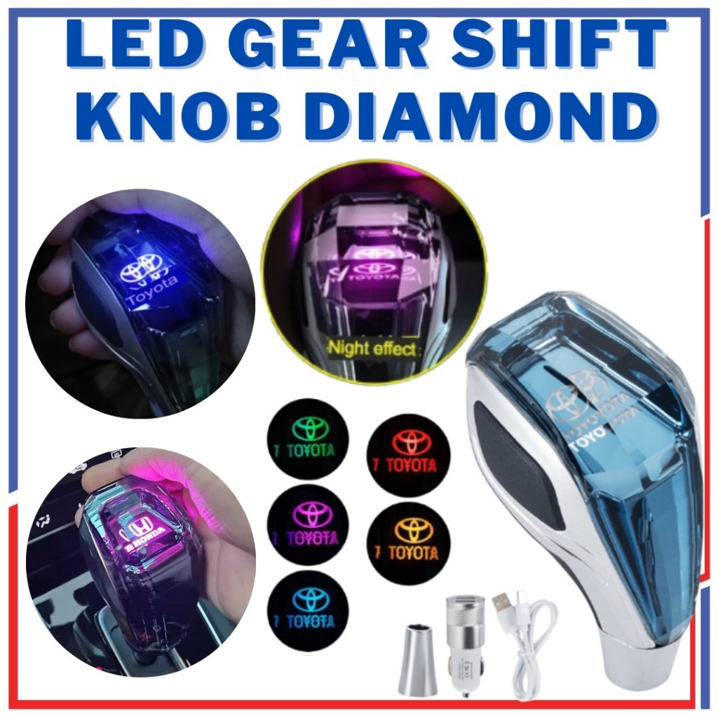 Crystal LED 5d diamond 7color LED Gear shift Knob LED Touch Toyota ...