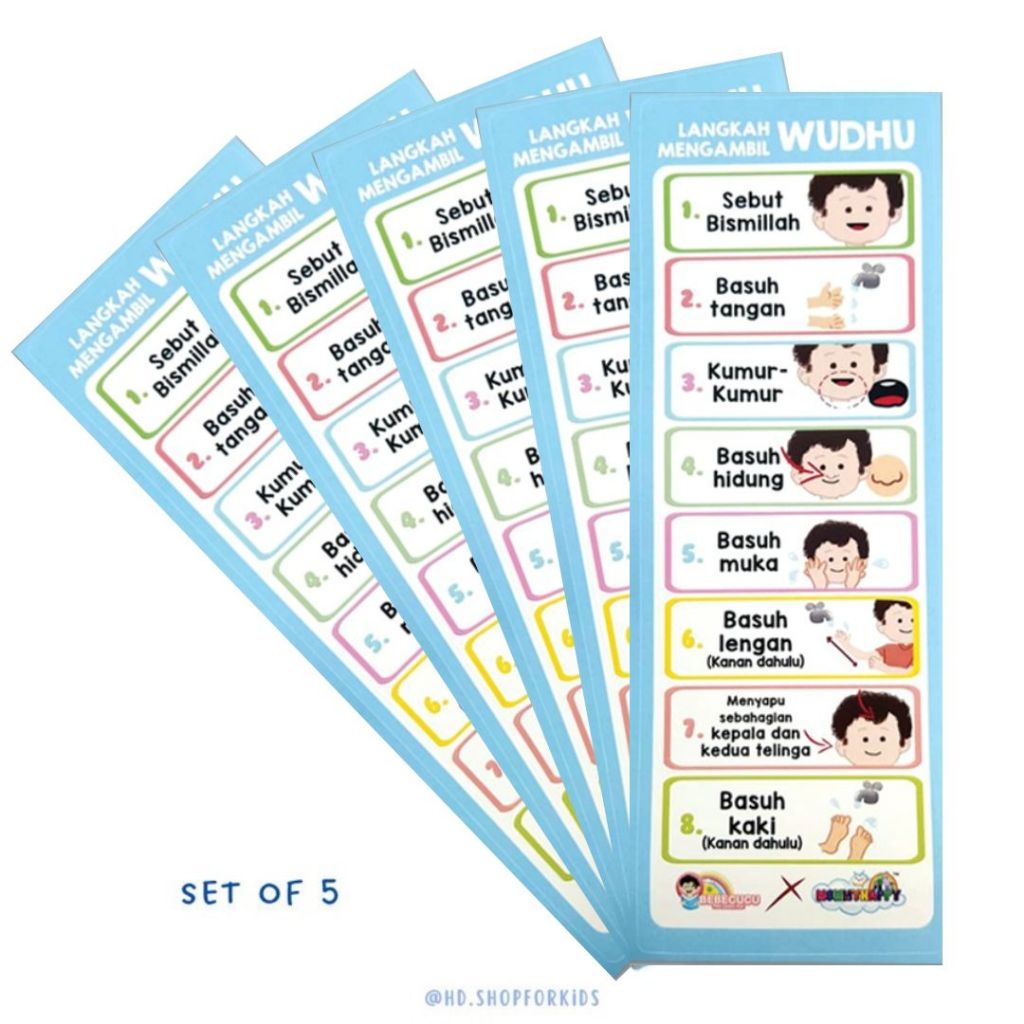 WATERPROOF WUDHU' STEPS STICKER by Bebecucu | BM / Eng Ablution Guide ...