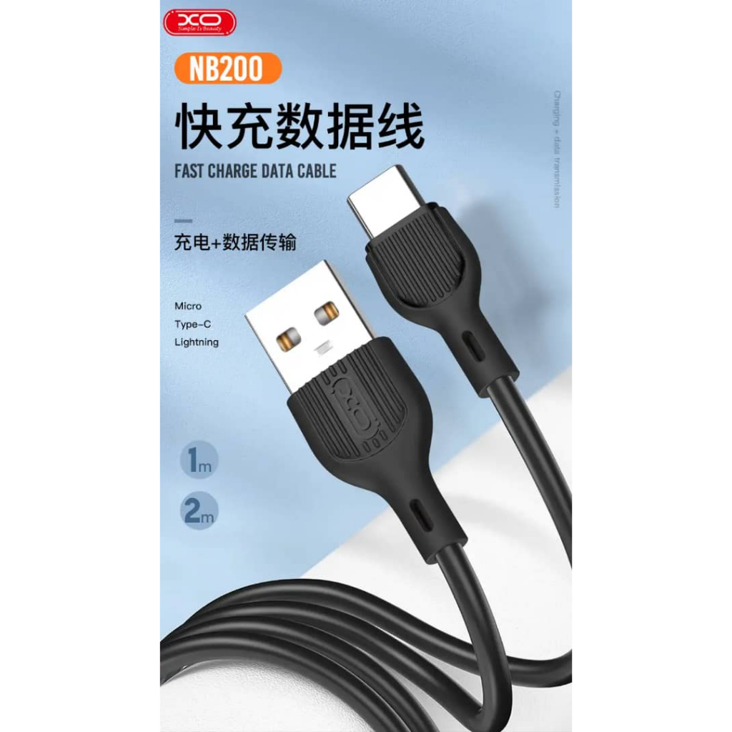XO NB-200 Pure Copper Fast Charging & Data IP, Micro USB and Type-C Cable with 1M / 2M Length ...