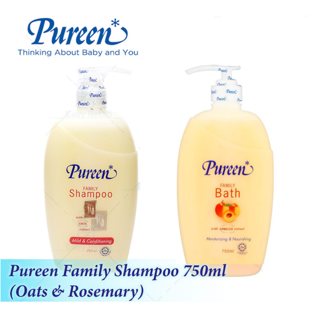 Pureen Family Shampoo With Oat Extract /Bath with Apricot Exrtact 750ml ...