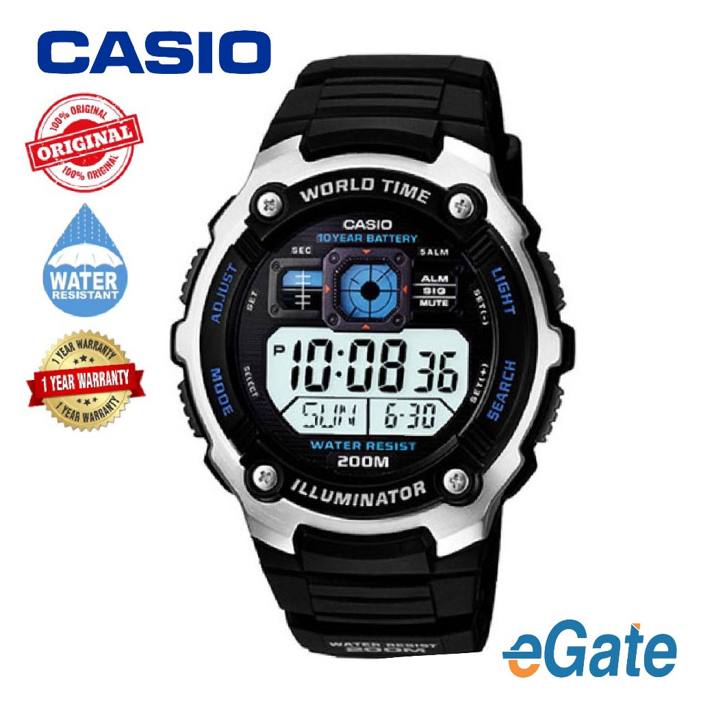 [100% Original] 1Year Warranty Casio AE-2000W-1AV Men Digital WORLD ...