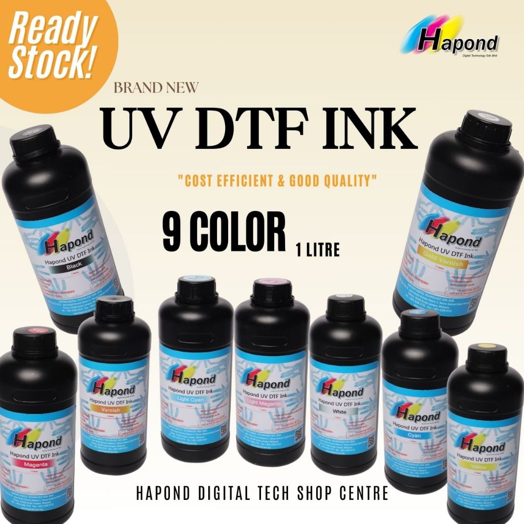 READY STOCK INK!!! Hapond UV DTF TTJ Ink (EPSON I3200/DX5/XP600/TX800 ...