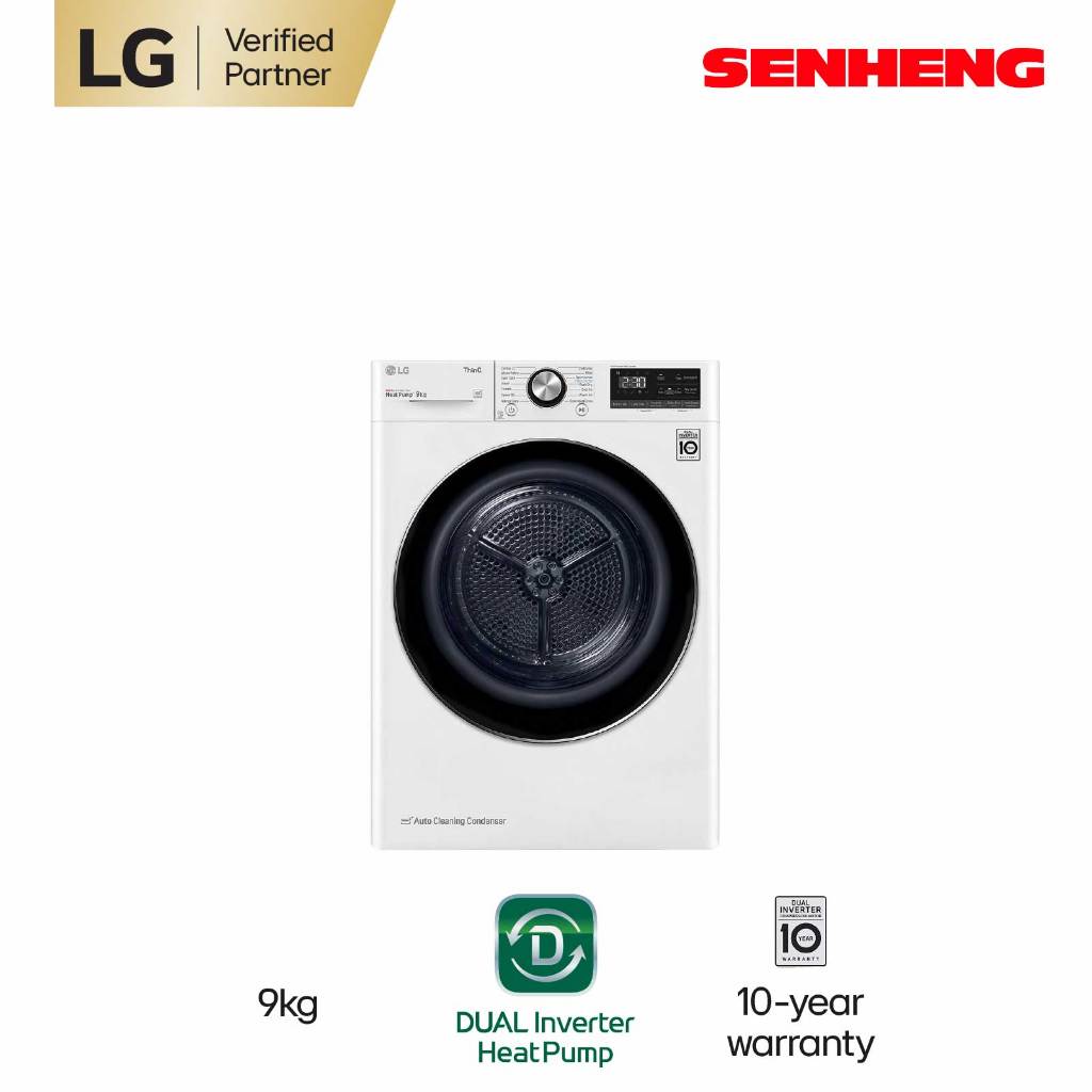 LG 9kg Dryer Dual Inverter Heat Pump with Auto Cleaning Condenser VD ...