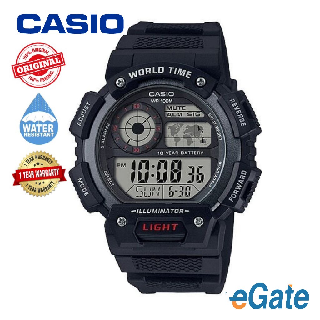 [100% Original] Casio AE-1400WH-1AV Men Standard Digital Watch World ...