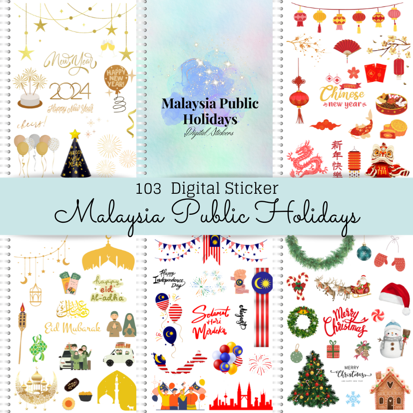 Digital Stickers for Planner Malaysia Public Holidays PNG || GoodNotes ...