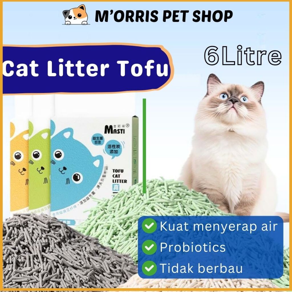 MorrisPET Premium Pasir Kucing Tofu Cat Litter Tofu 6L Charcoal Litter ...