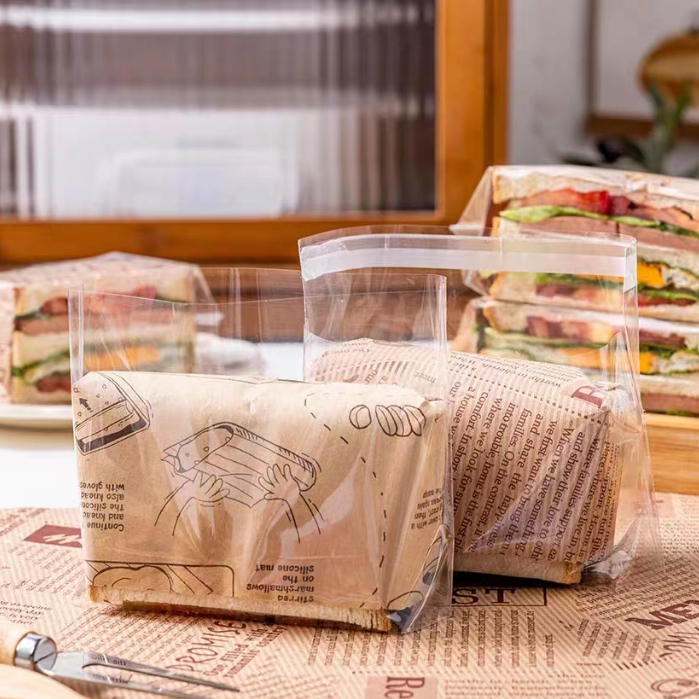 [100pcs] Self Adhesive Transparent Sandwich Packaging Bag Clear Plastik ...
