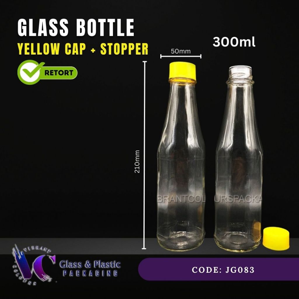 🔥300ML GLASS BOTTLE WITH YELLOW PLASTIC CAP & STOPPER || KL400🔥 POST ...