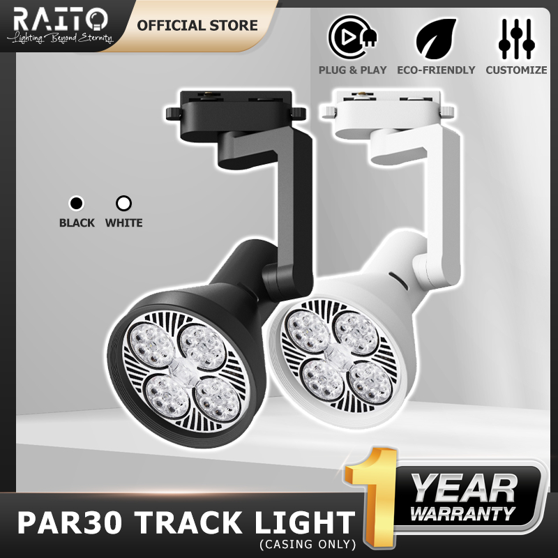 【RAITO】PAR30 Bulb Track Light Casing Fitting Cylinder Black and White E27 Holder Commercial ...