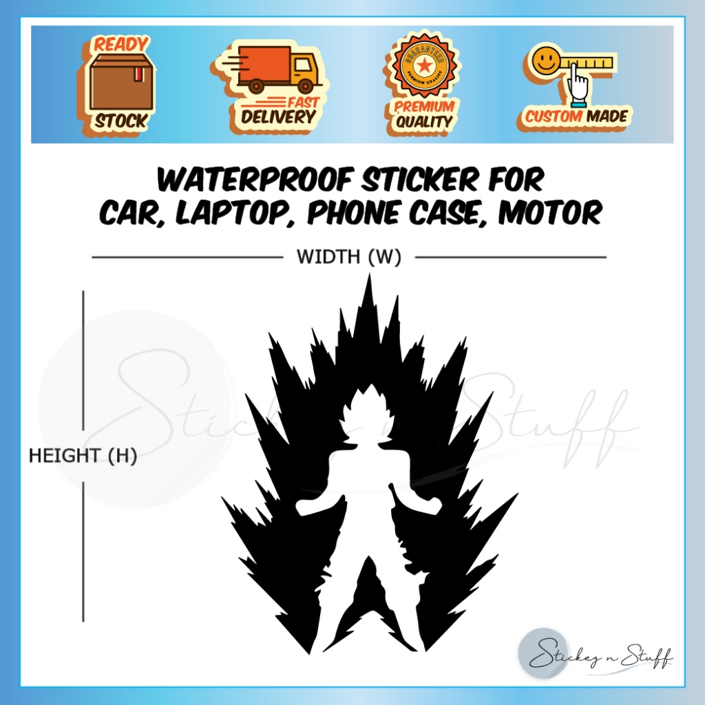 [D1] Dragon Ball Z Goku Power Up Sticker Reflective Super Saiyan Stiker ...